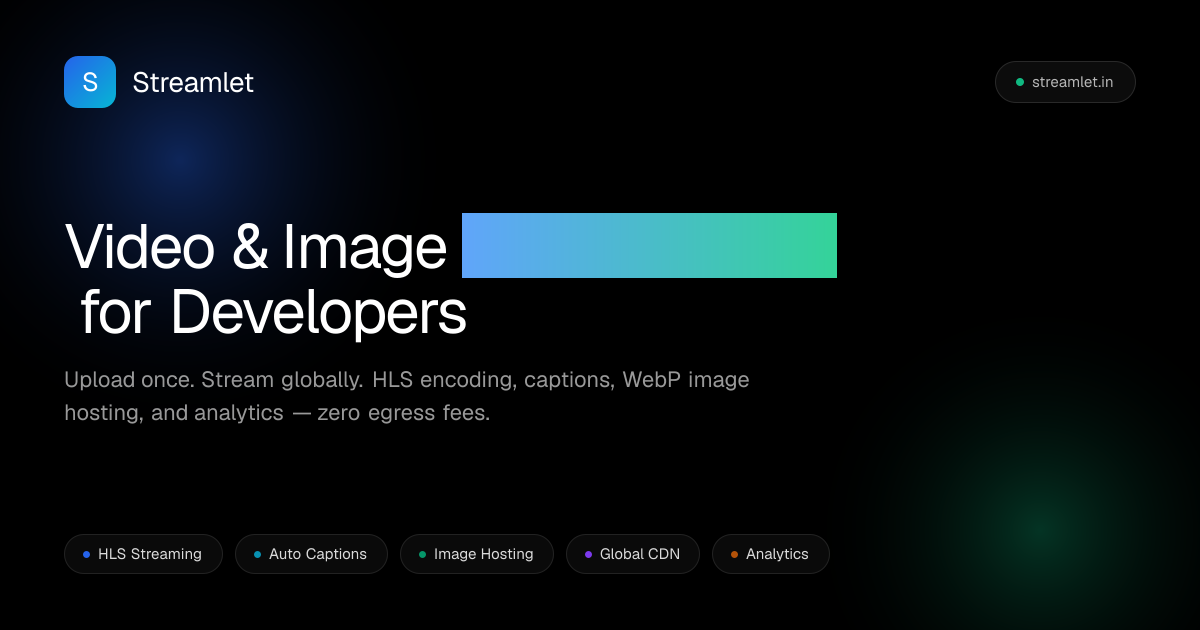 Streamlet — Media Infrastructure for Modern Apps | Zero Egress Fees